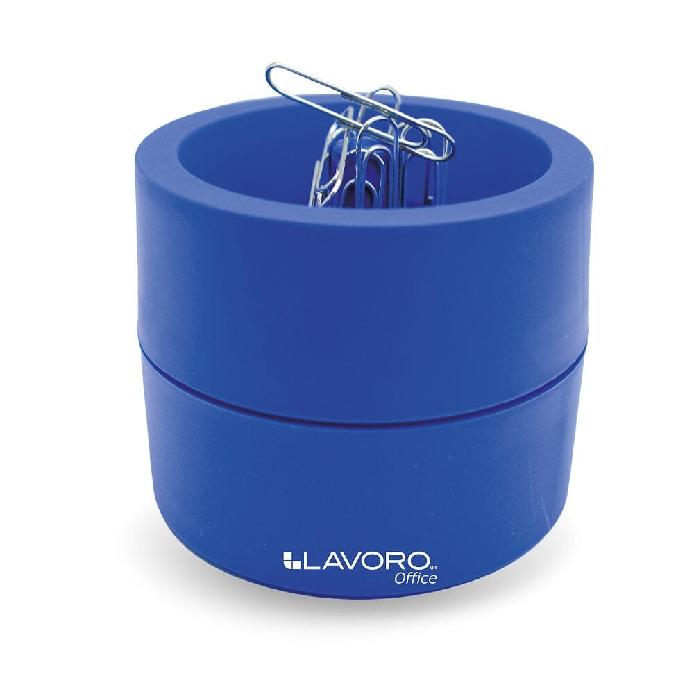 Porta Clips Plastico Redondo Magnetico Azul