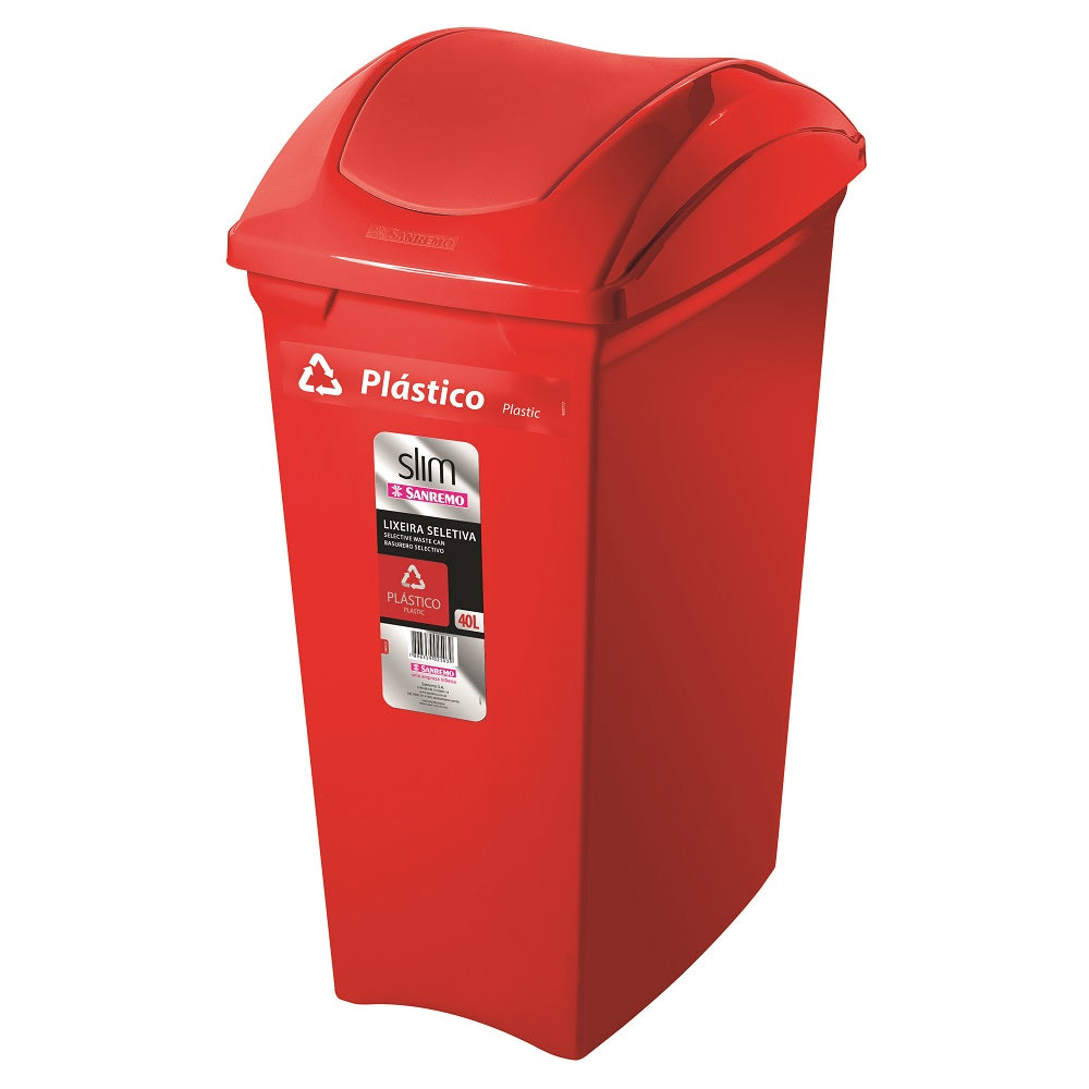 Basurero Vaivén Plástico Rojo 40 Lt