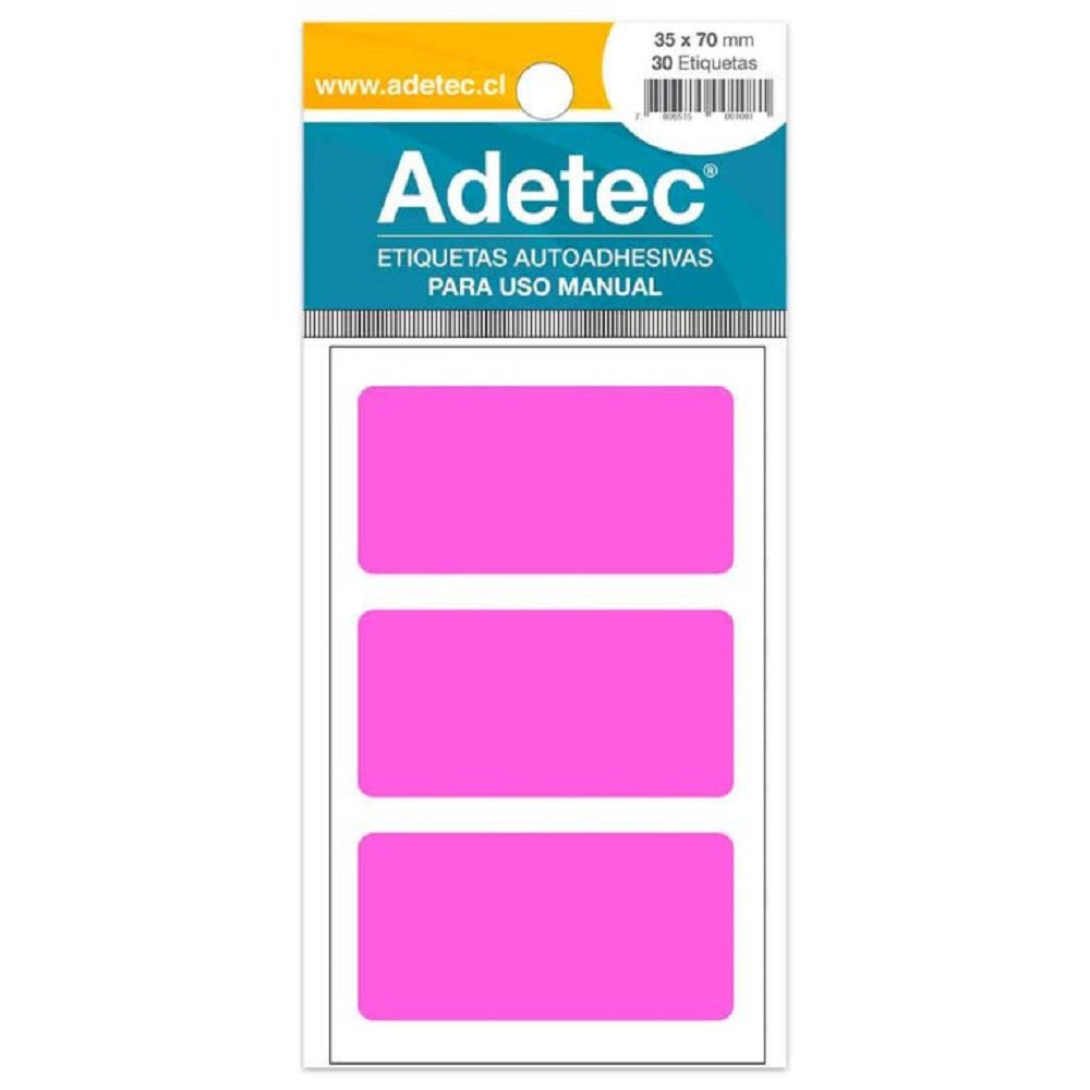 Etiqueta 35 X 70 Mm Color Rosado Fluor 30 Un